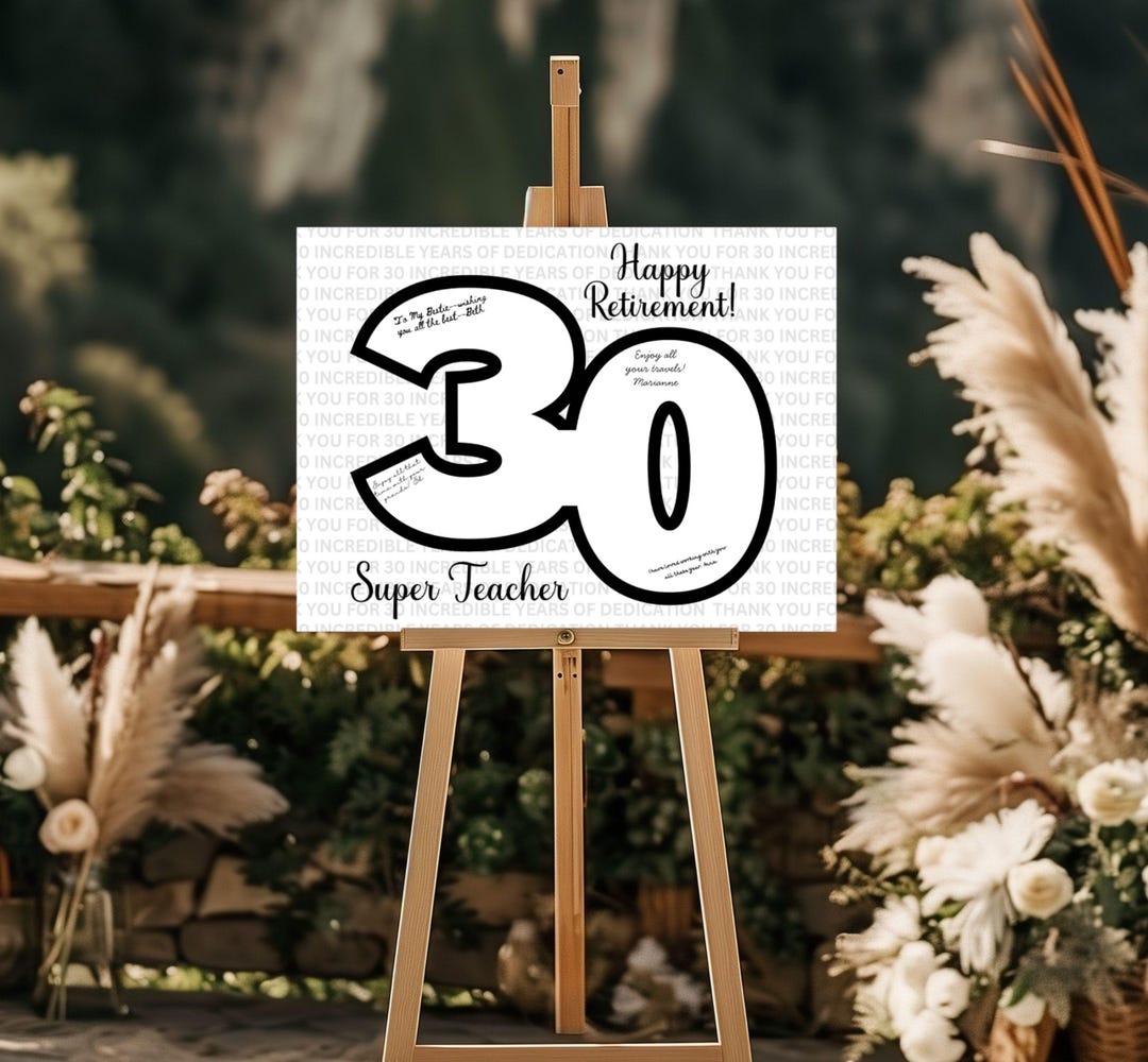 30th Work Anniversary Printable Retirement Card: Teacher, Coworker ...
