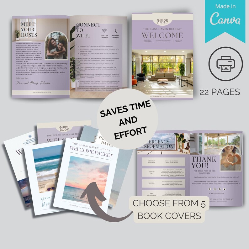 Editable Airbnb Welcome Book Canva Template, Host Guidebook for ...