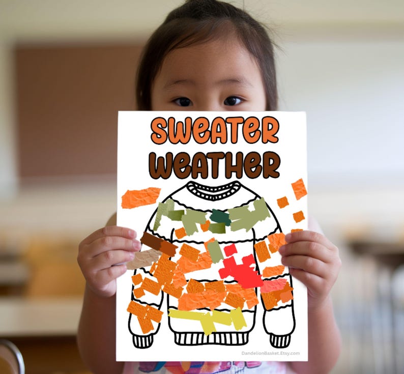 Early Childhood Fall Torn Paper Craft: Sweater Weather & Tree Activity ...