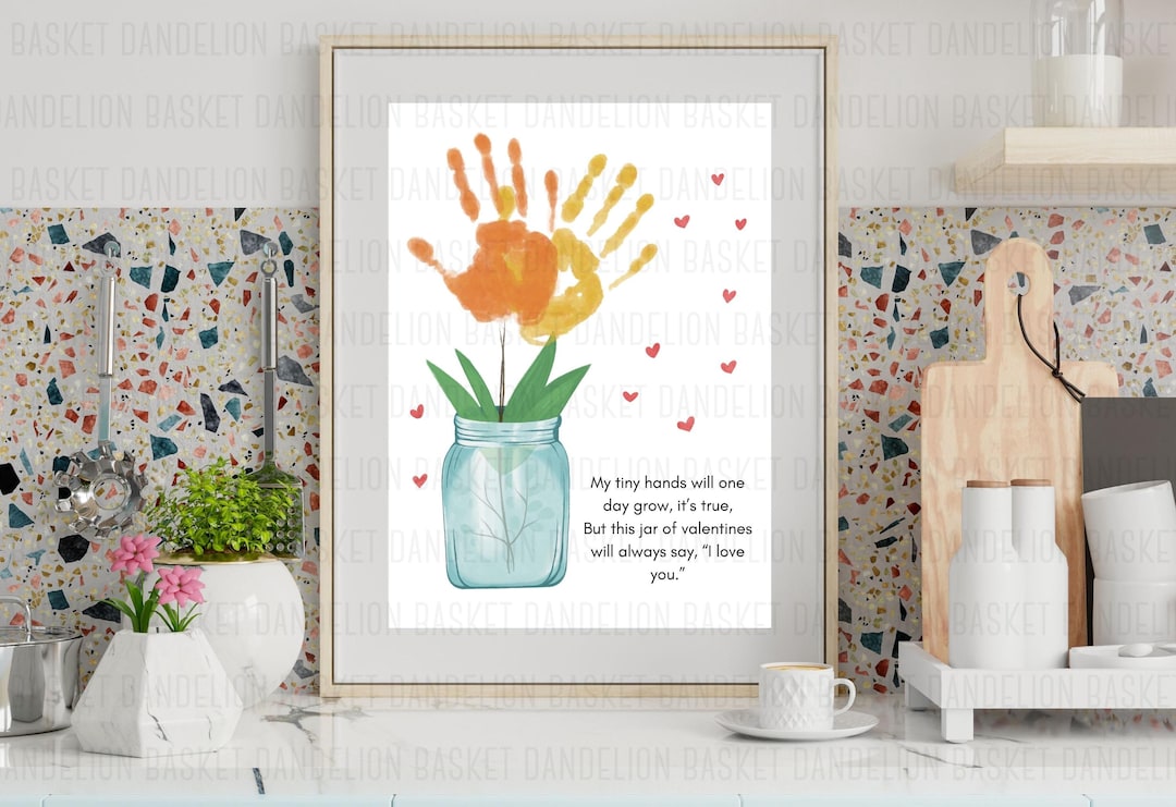 Mothers Day Handprint Art, Jar of Love Keepsake, DIY Kids Valentines ...