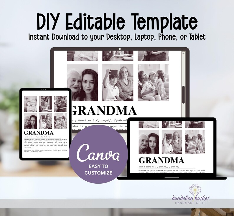 Grandma Mothers Day Photo Collage Template: Personalized DIY Gift ...