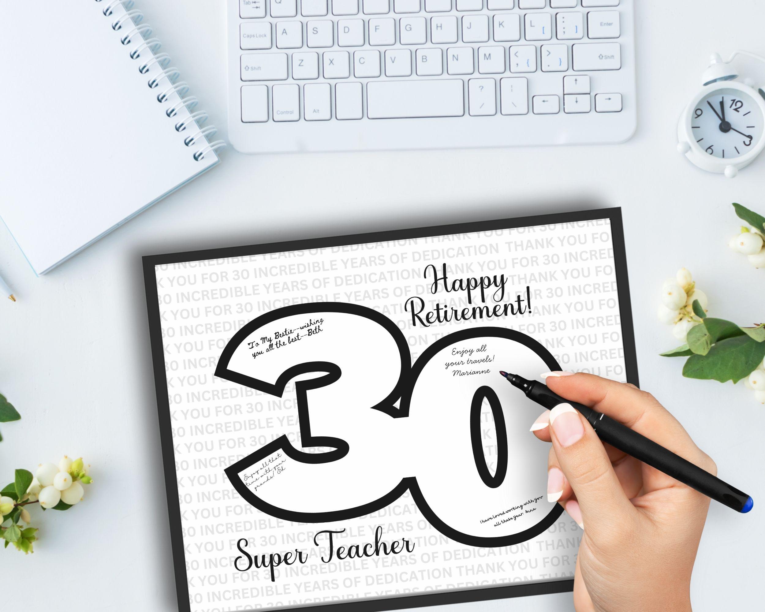 30th Work Anniversary Printable Retirement Card: Teacher, Coworker ...