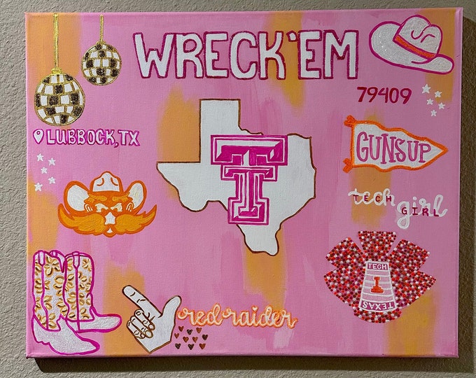 College Preppy Pop Art Painting Texas Tech - Etsy