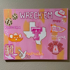 College Preppy Pop Art Painting Texas Tech - Etsy
