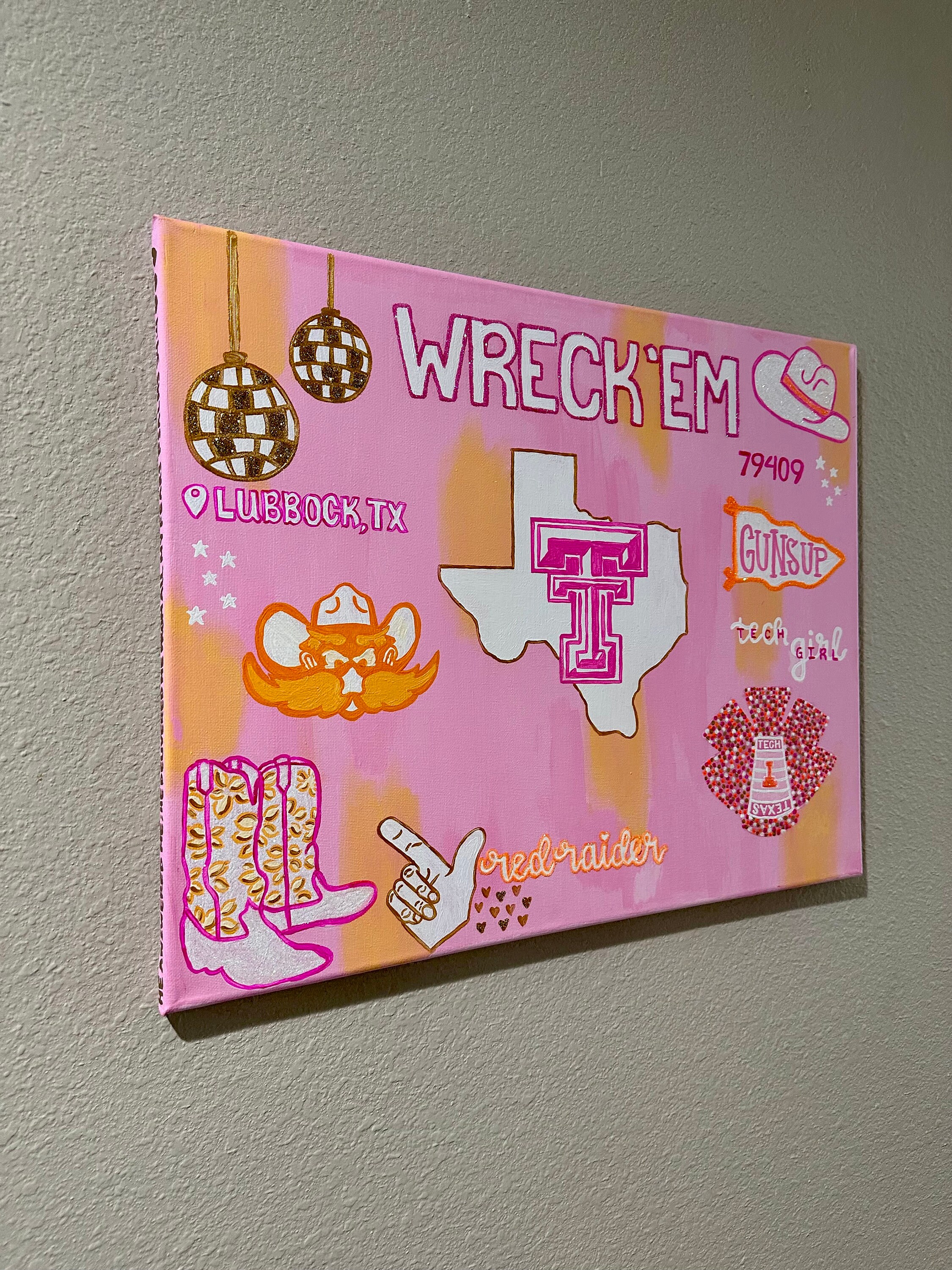 College Preppy Pop Art Painting Texas Tech - Etsy