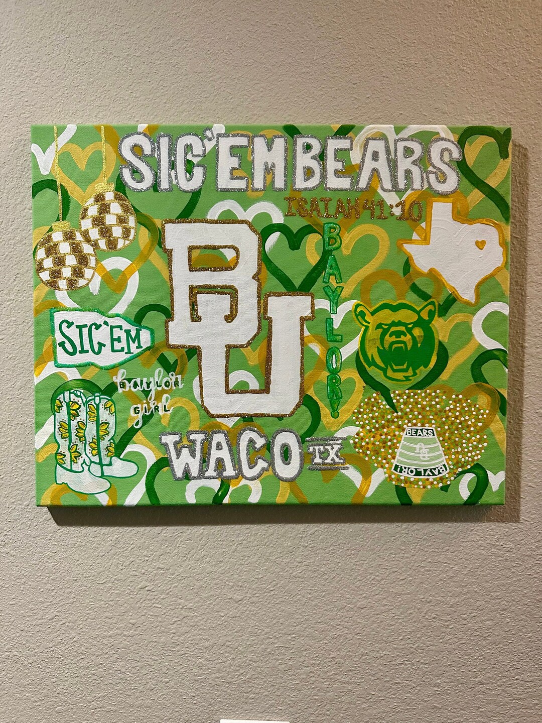 College Preppy Pop Art - Baylor - Etsy