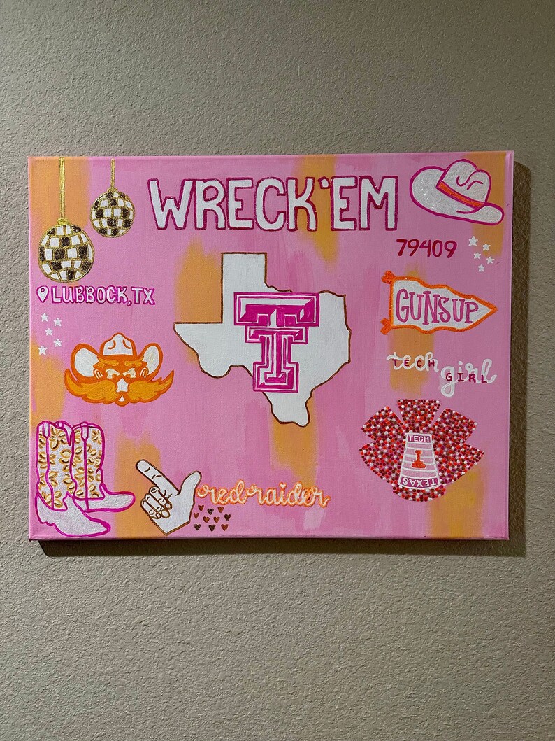 College Preppy Pop Art Painting Texas Tech - Etsy
