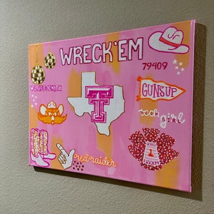 College Preppy Pop Art Painting - Texas Tech - Etsy