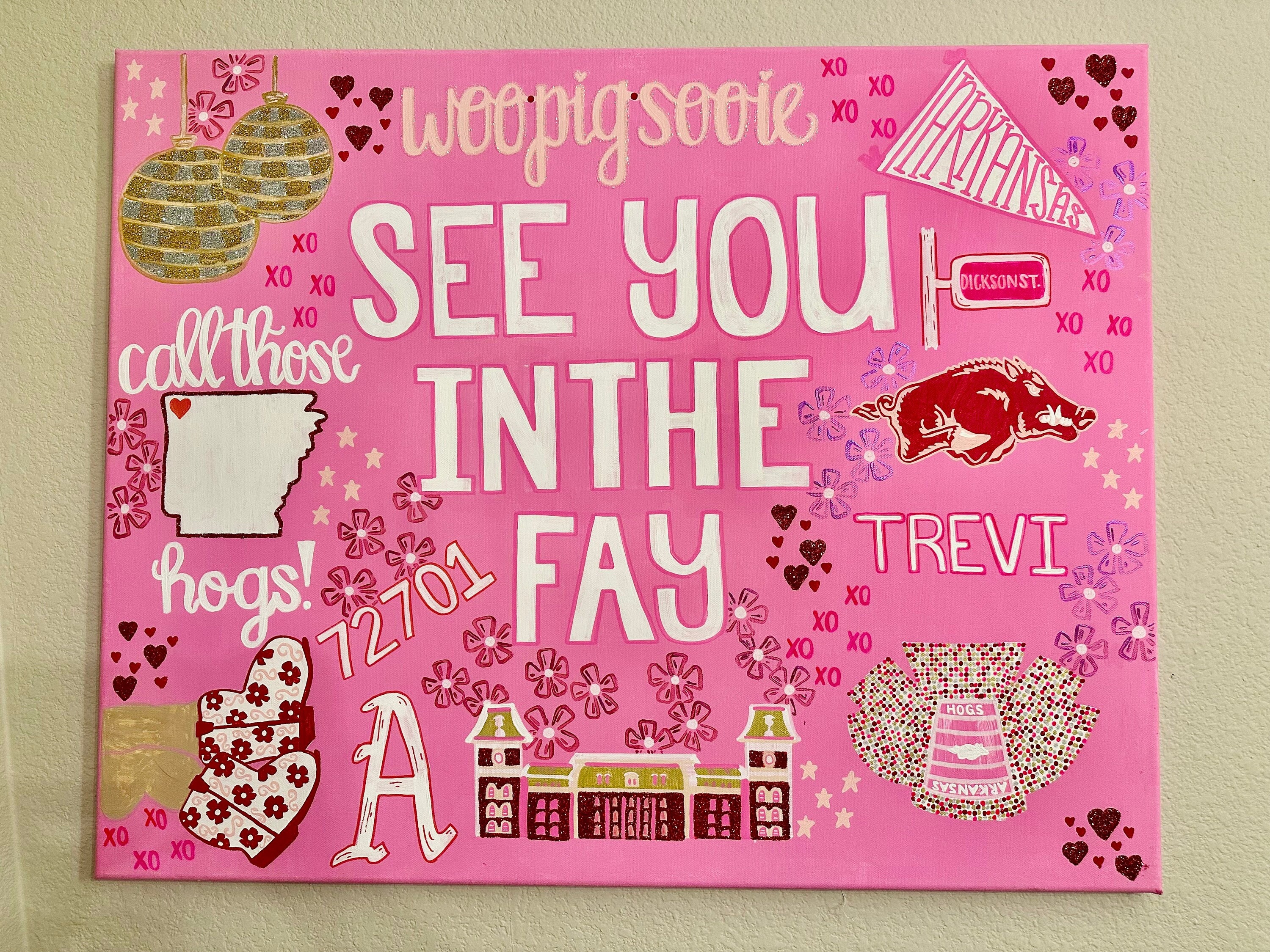 College Preppy Pop Art Painting University of Arkansas - Etsy