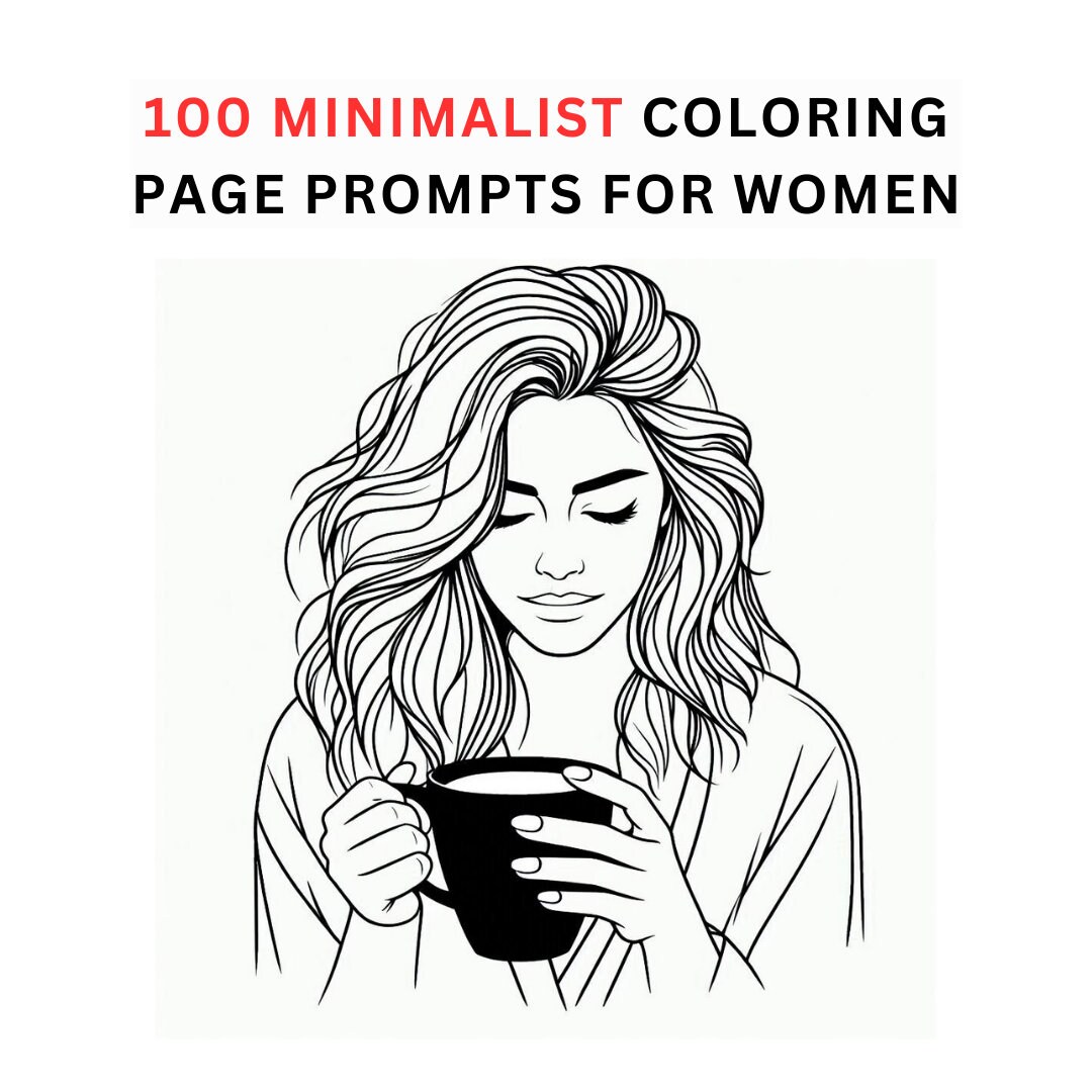 Minimalist Women Coloring Page Prompts - Etsy