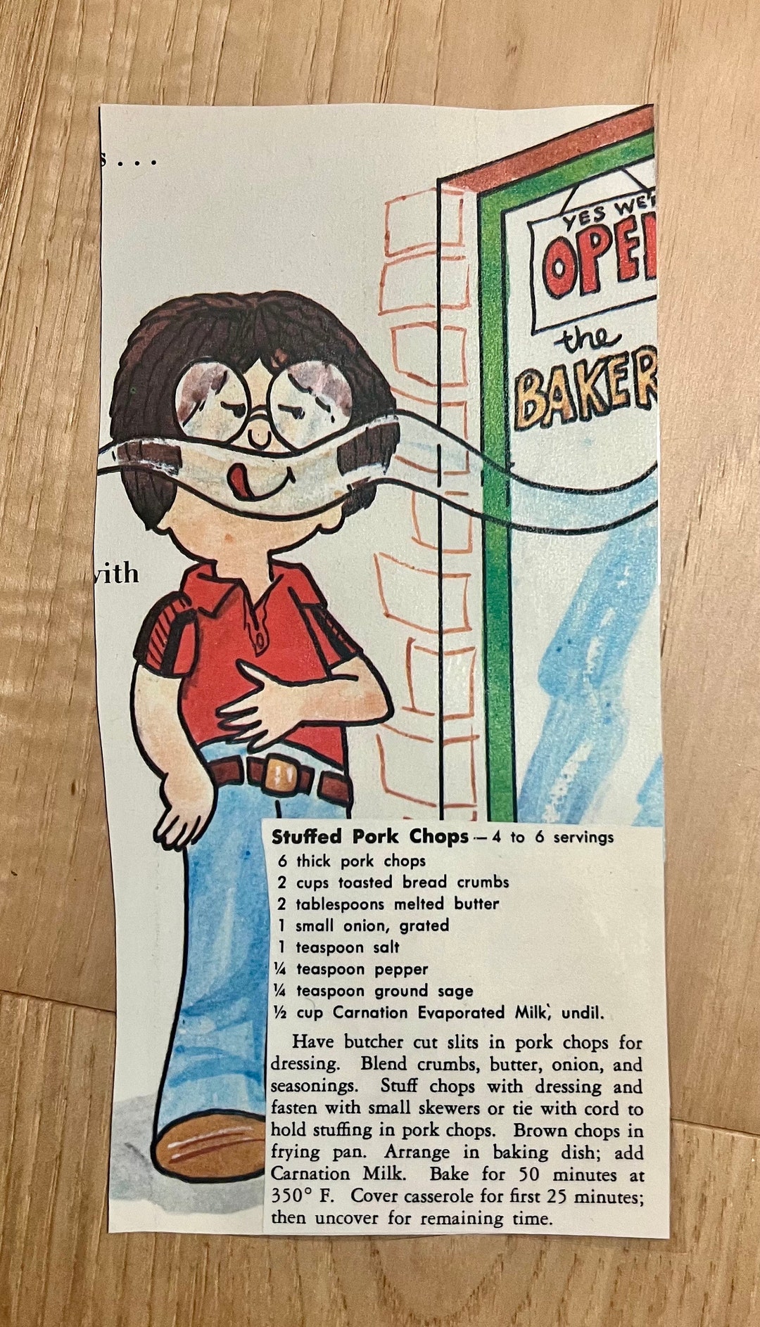 Vintage Stuffed Porkchop Recipe Bookmark | Food Bookmarks - Etsy