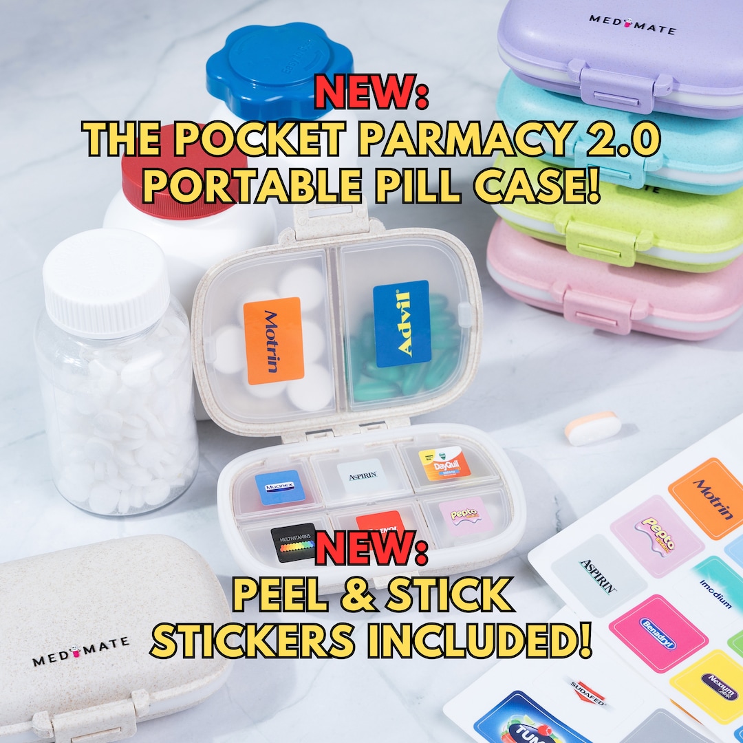 Medimate 2.0 DIY Custom Label Pill Case Pill Organizer Medication ...
