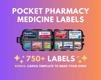 610 Pocket Pill Labels for Pill Organizer in Canva. Pocket Pharmacy ...