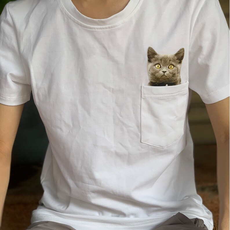 Funny Cat Pocket Hidden Middle Finger Signed Funny Cat Printed T-shirt ...