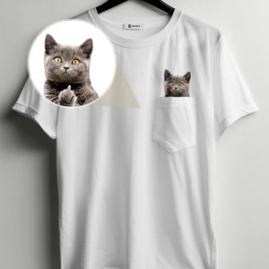 Funny Cat Pocket Hidden Middle Finger Signed Funny Cat Printed T-shirt ...