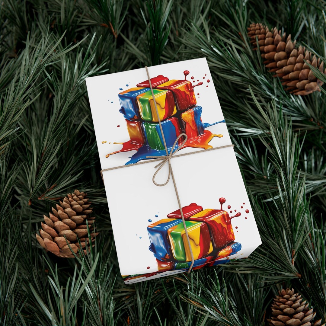 Gift Wrap Papers, Speed Cuber Rubiks Cube Gift Wrap - Fun Puzzle Game ...