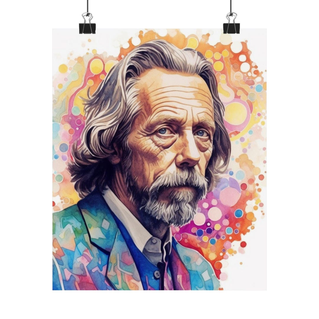Watercolor Alan Watts Poster, Meditation Art Decor, Vertical Art Print ...