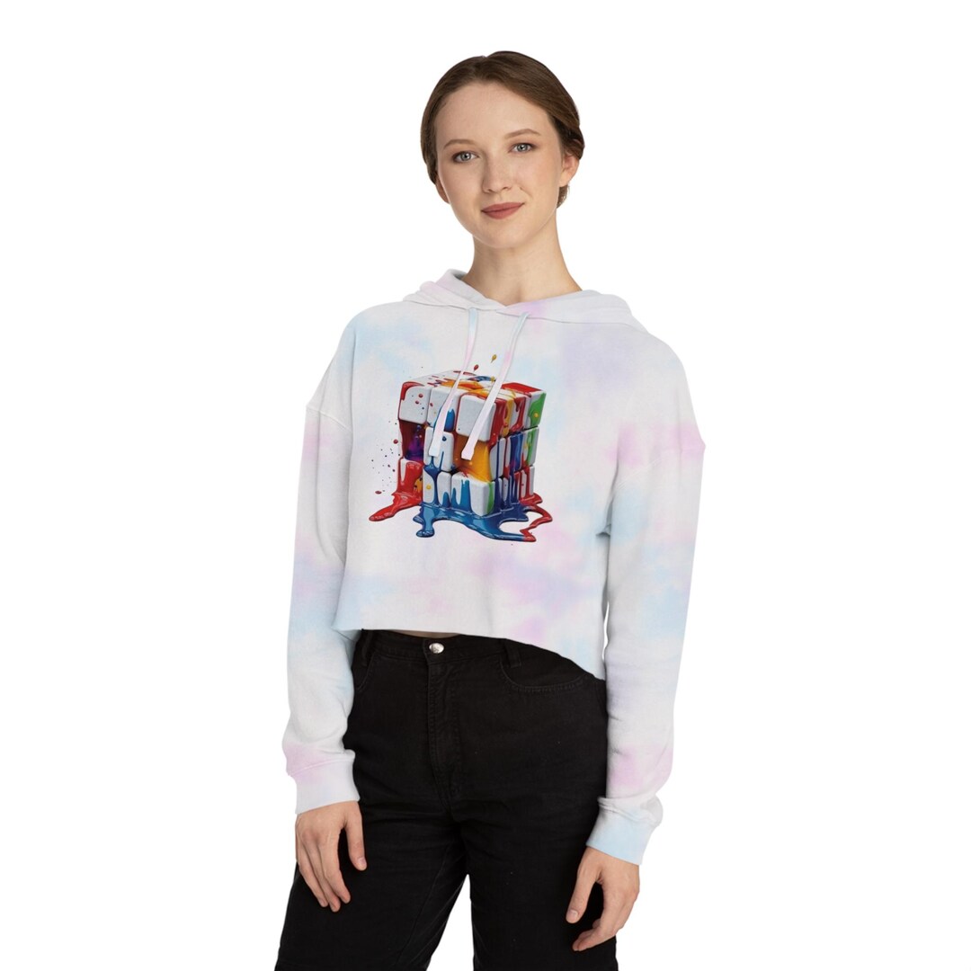 Speed Cuber Rubiks Cube Women Cropped Hooded Sweatshirt Holiday ...