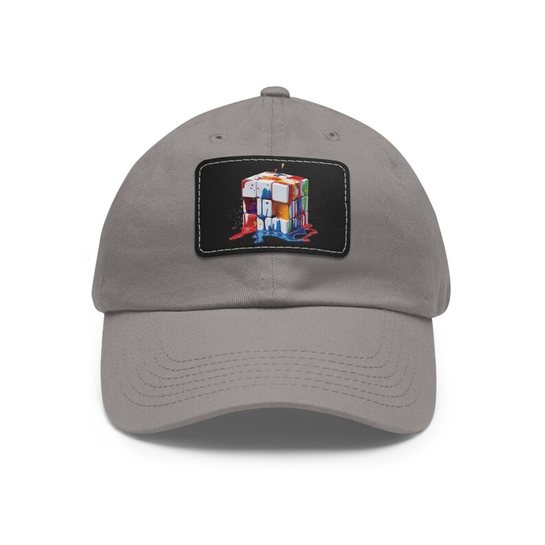 Speedcuber Rubiks Cube Inspired Dad Hat With Leather Patch (rectangle ...