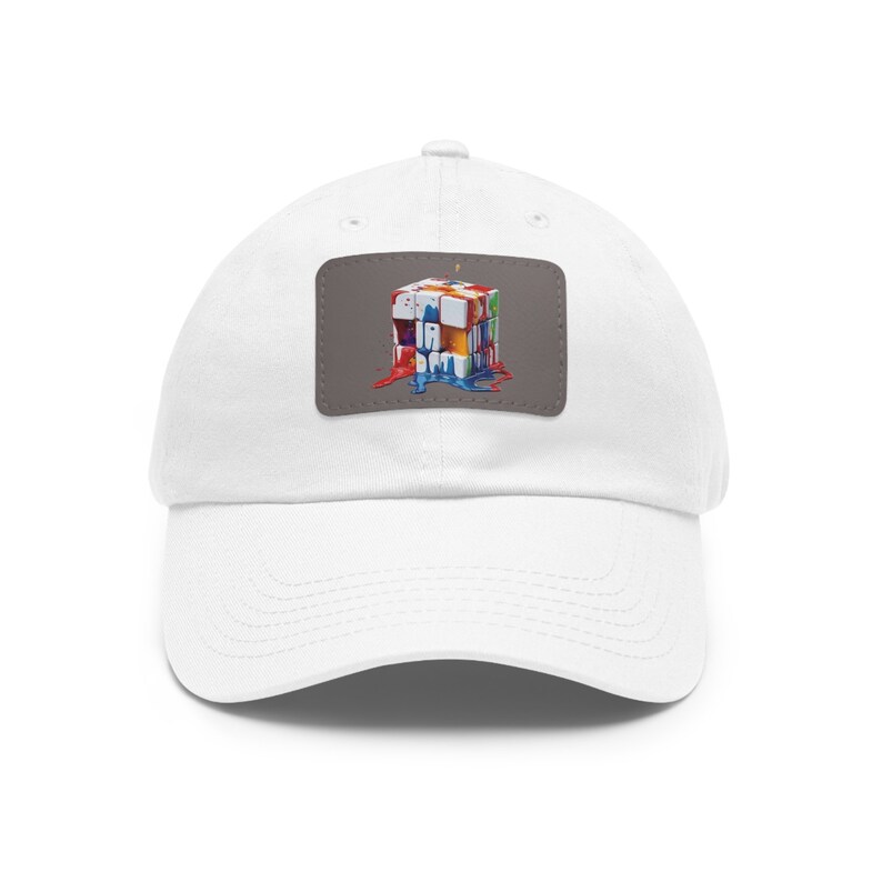 Speedcuber Rubiks Cube Inspired Dad Hat With Leather Patch (rectangle ...