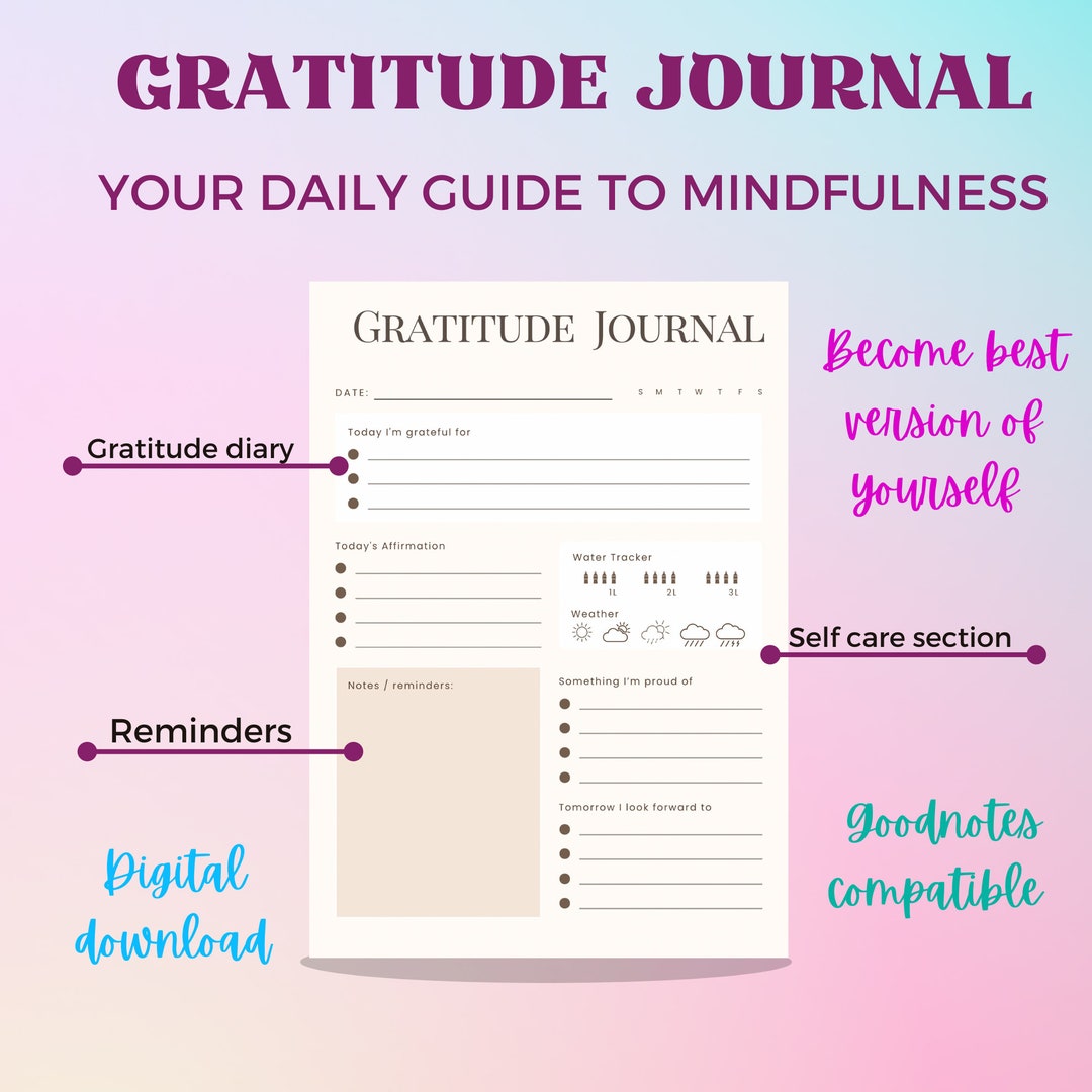 GRATITUDE JOURNAL| Self Care Digital Journal | Daily Journal ...