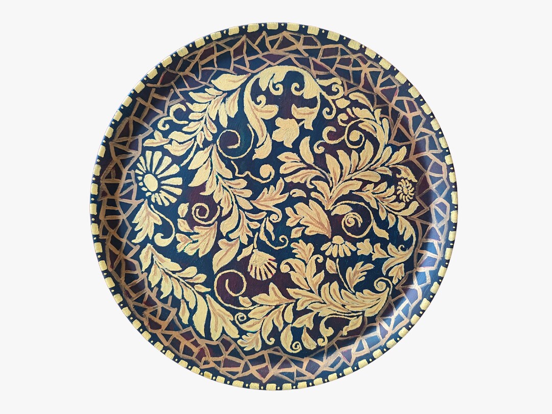 Floral Maze, Rare Hand Painted Ceramic Decorative Plate, Handmade Plate ...