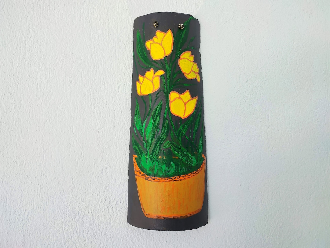 Golden Quiet – Handpainted Decorative Ceramic Tile by Anna Tsetsos ...