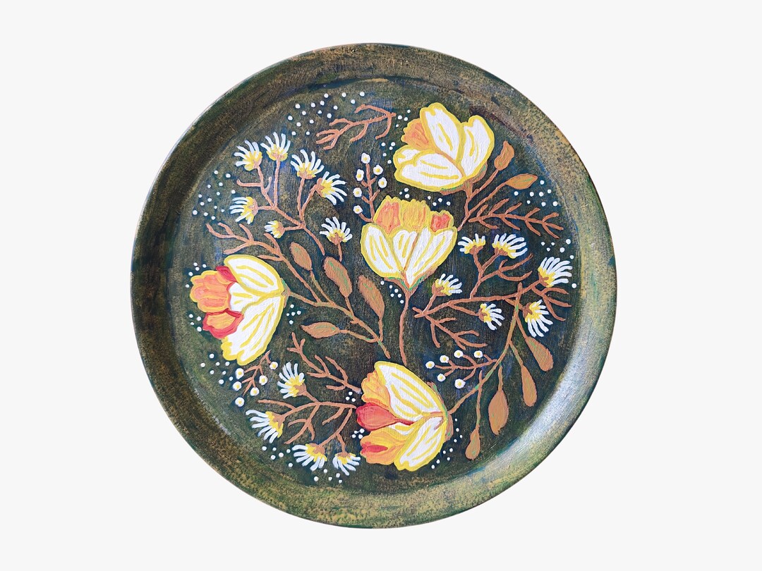 Raw Beauty, Floral Plate, Rare Hand Painted Ceramic Decorative Plate ...