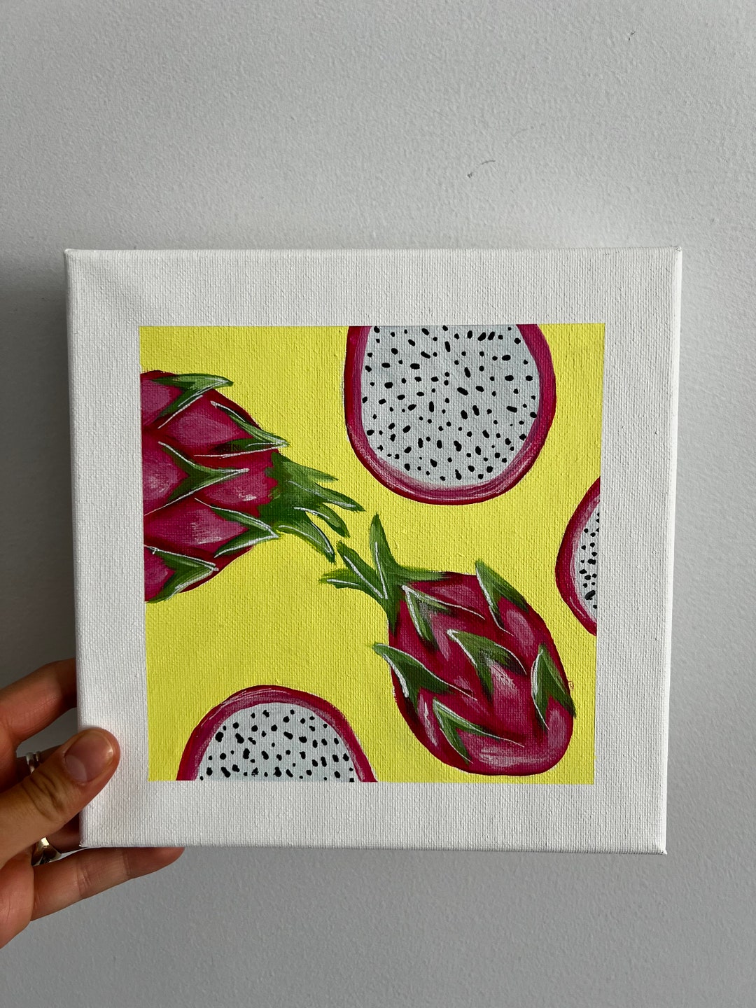 Cutest Dragon Fruit Painting on Small Canvas - Etsy