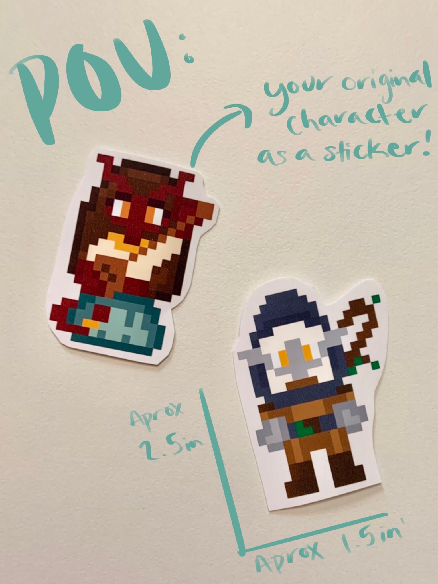 Custom Dnd / BG3 Tav / Original Character Sticker, Pixel Style Sticker ...