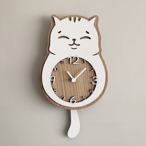 Cat Clock, Gift Newborn, Pendulum Clock, Animal Clock, Christmas Gift ...