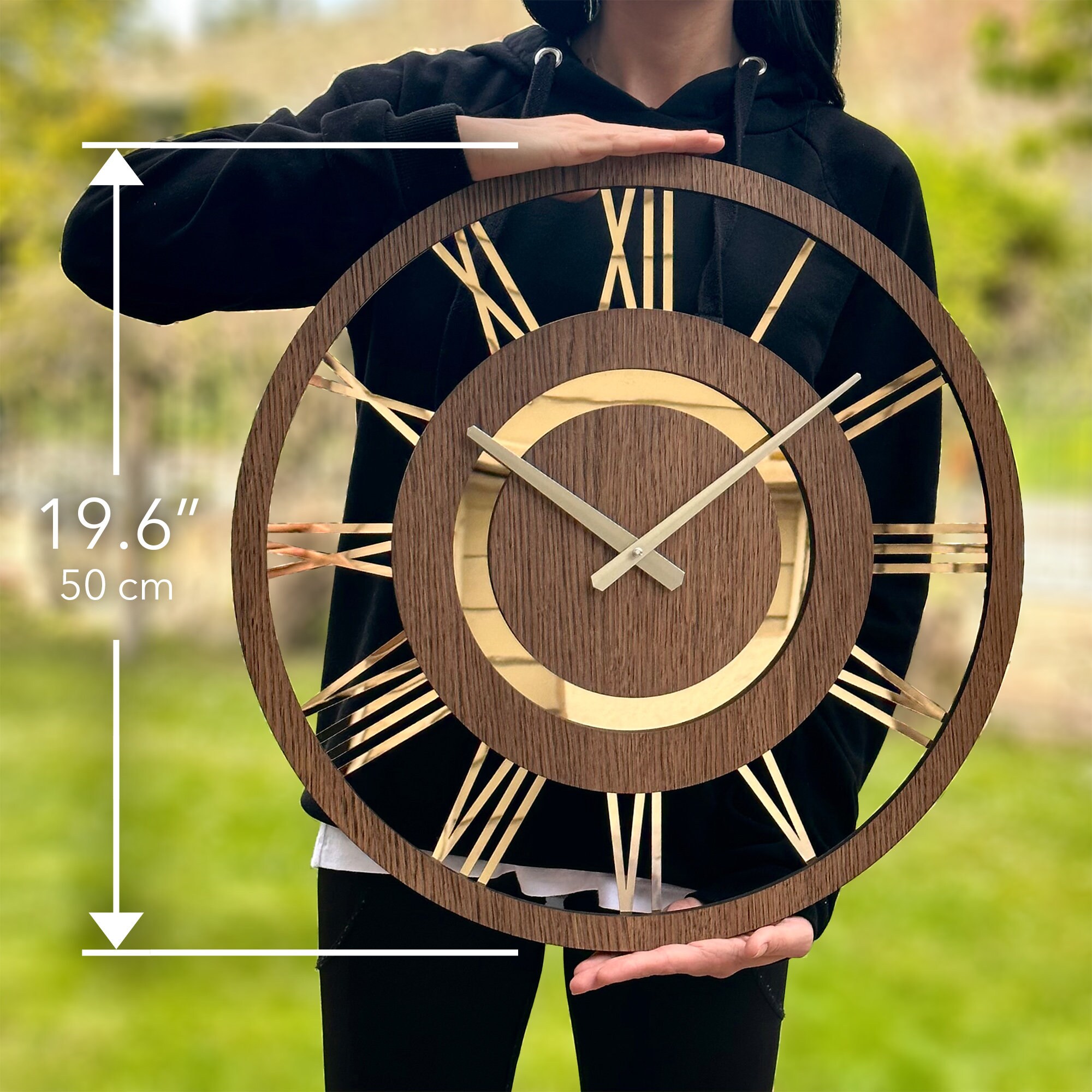 Moderne Wandklok met Romeinse Cijfers Stille Unieke Houten - Etsy Nederland