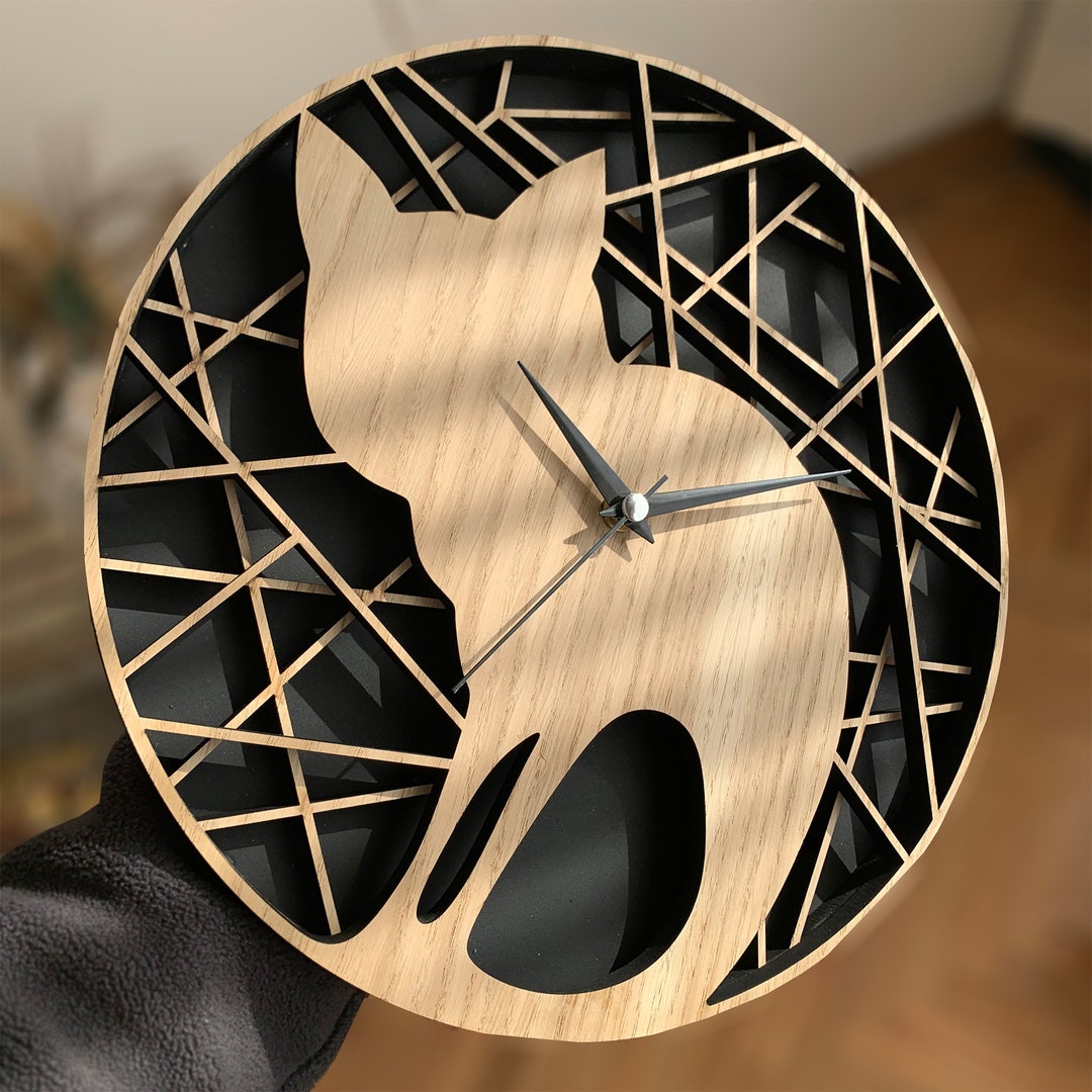 Kit Kat Clock, Wall Clock for Cat Lovers, Wooden Cat Clock, Cat Gift ...
