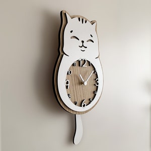Cat Clock, Gift Newborn, Pendulum Clock, Animal Clock, Christmas Gift ...