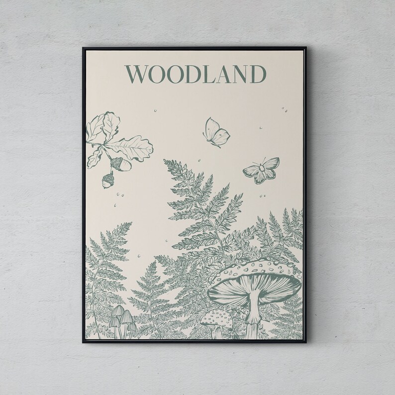 Woodland Art Print DIGITAL DOWNLOAD , Beige and Sage Green Wall Art ...