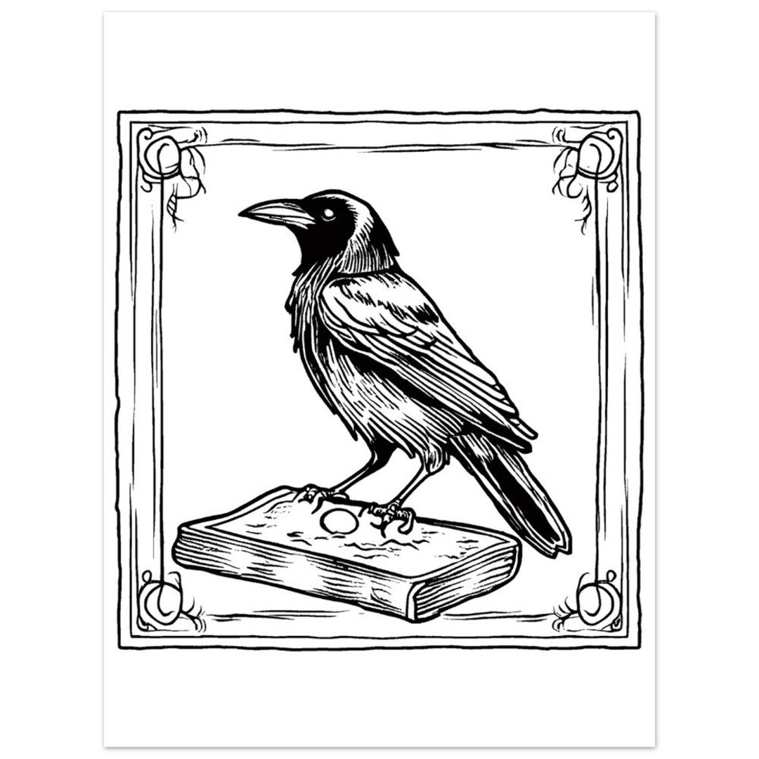 Crow Witches Familiar Poster Wall Hanging Tarot Card Style - Etsy