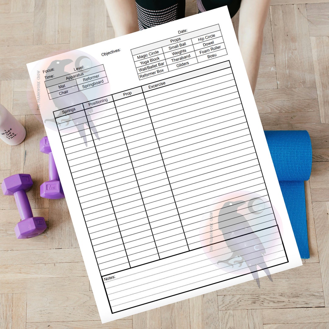 Pilates Class Planner for Instructors Mat Reformer Chair Springboard 5. ...