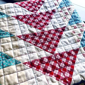 Flight – Colorful Flying Geese Throw Quilt, Scrappy Handmade Patchwork ...