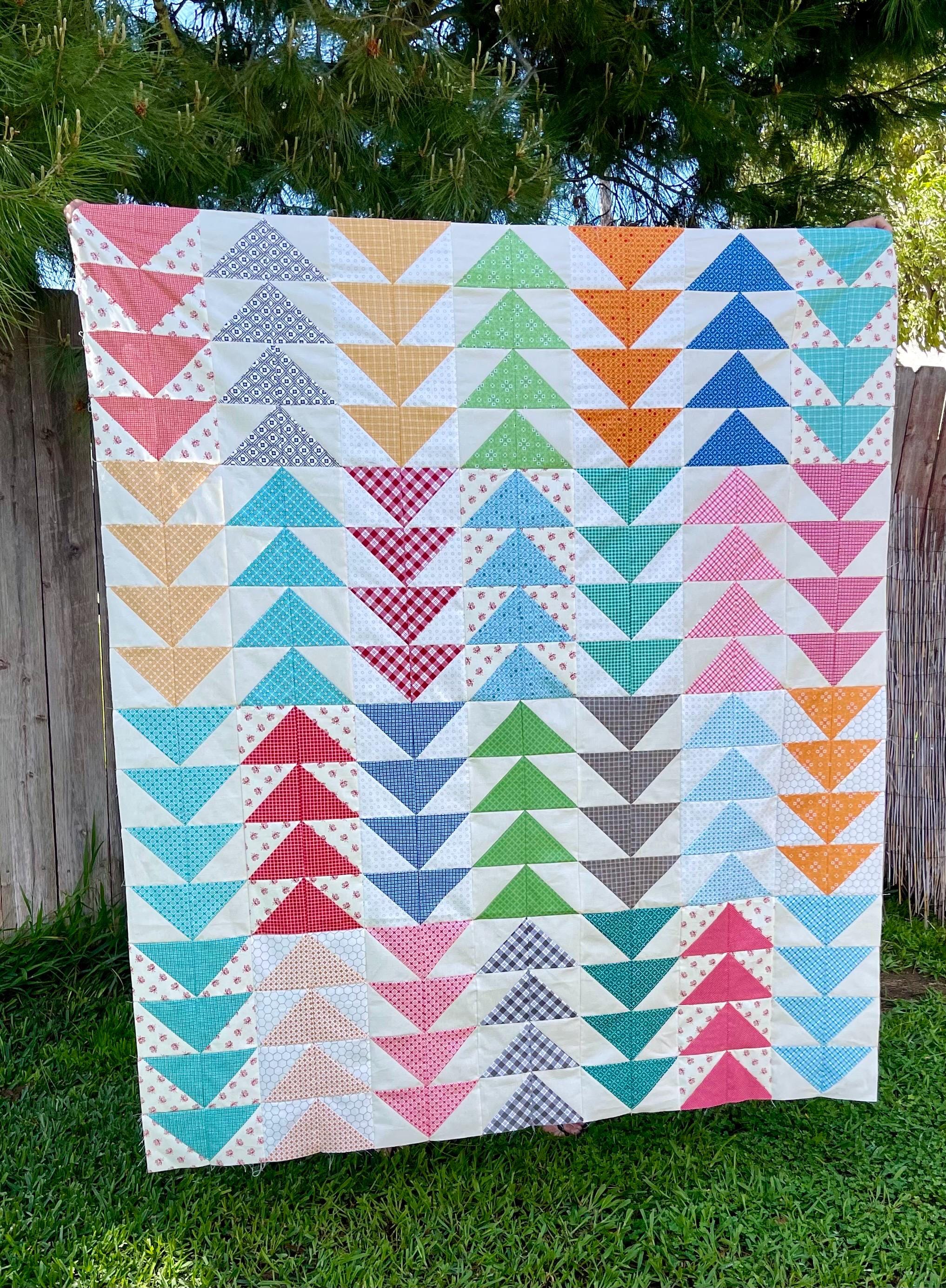 Flight – Colorful Flying Geese Throw Quilt, Scrappy Handmade Patchwork ...