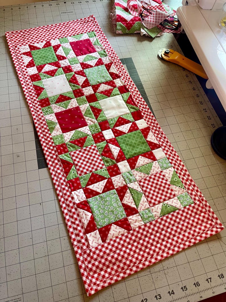 Little Stars Sawtooth Star Table Runner Quilt Pattern – Digital ...