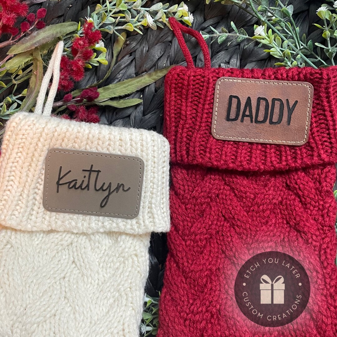 Stocking Name Patch- Christmas Stocking Name Tag Tags Leather ...