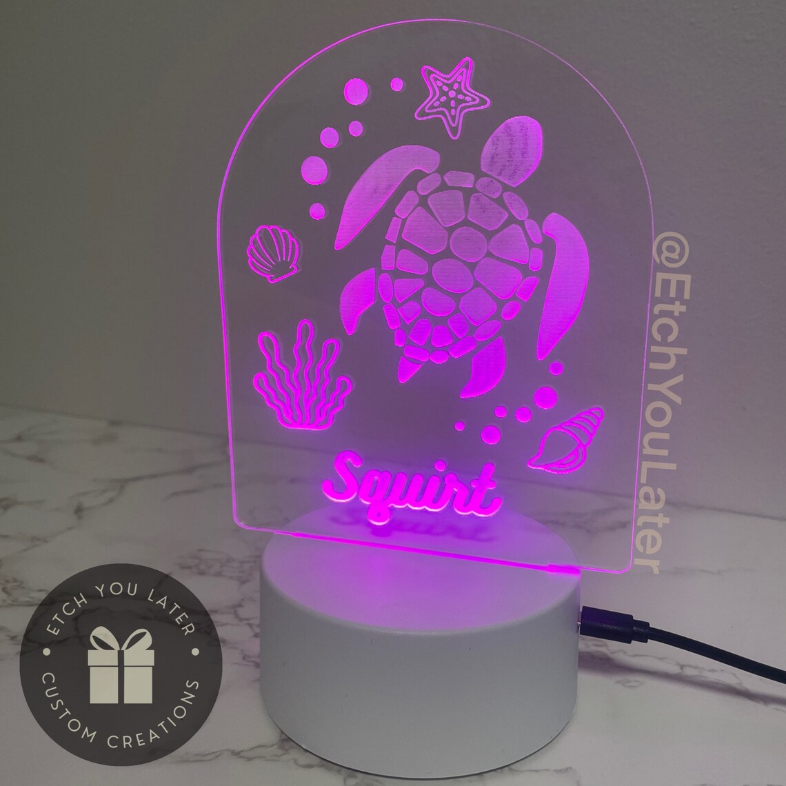 Sea Turtle- Ocean- LED Night Light- Personalized Kids Room Acrylic Name ...
