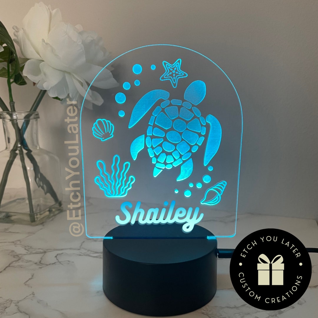 Sea Turtle- Ocean- LED Night Light- Personalized Kids Room Acrylic Name ...