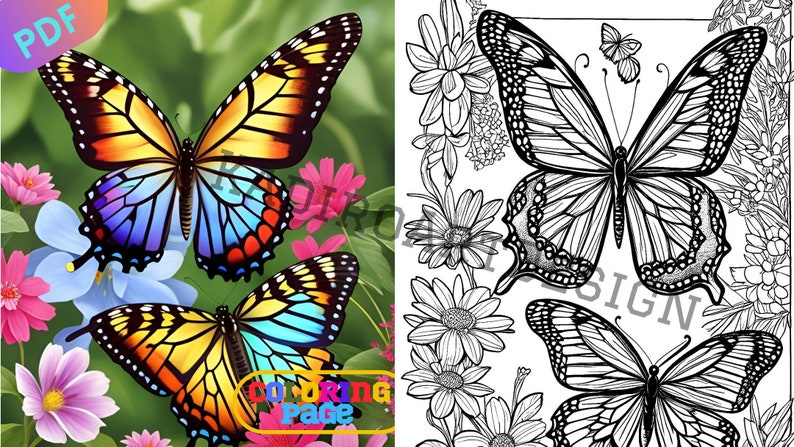 Printable Butterfly Coloring Page for Kids Teens & Adults - Etsy