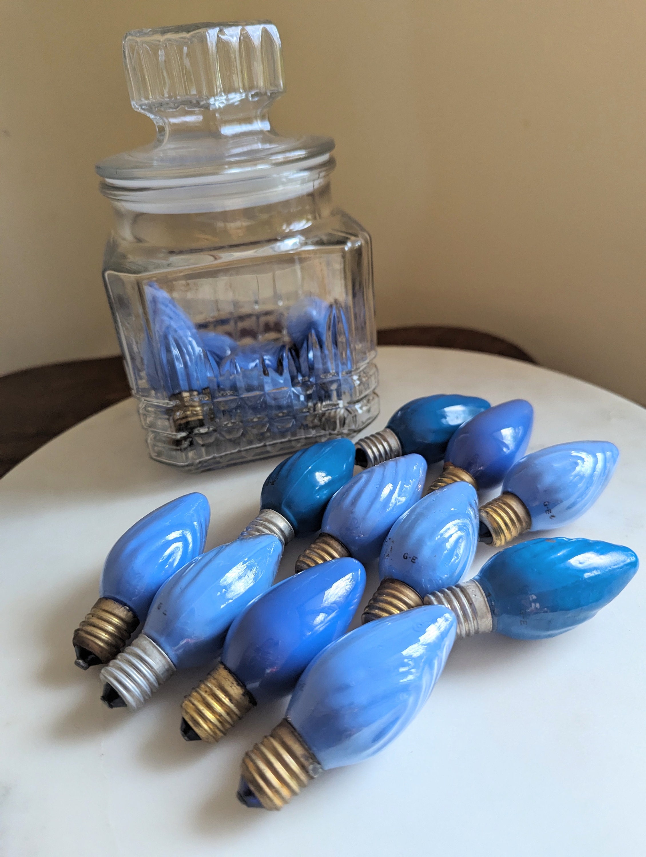 Vintage 1950s Blue Mid Century C9 Mixed Swirl Flame Glass Christmas ...