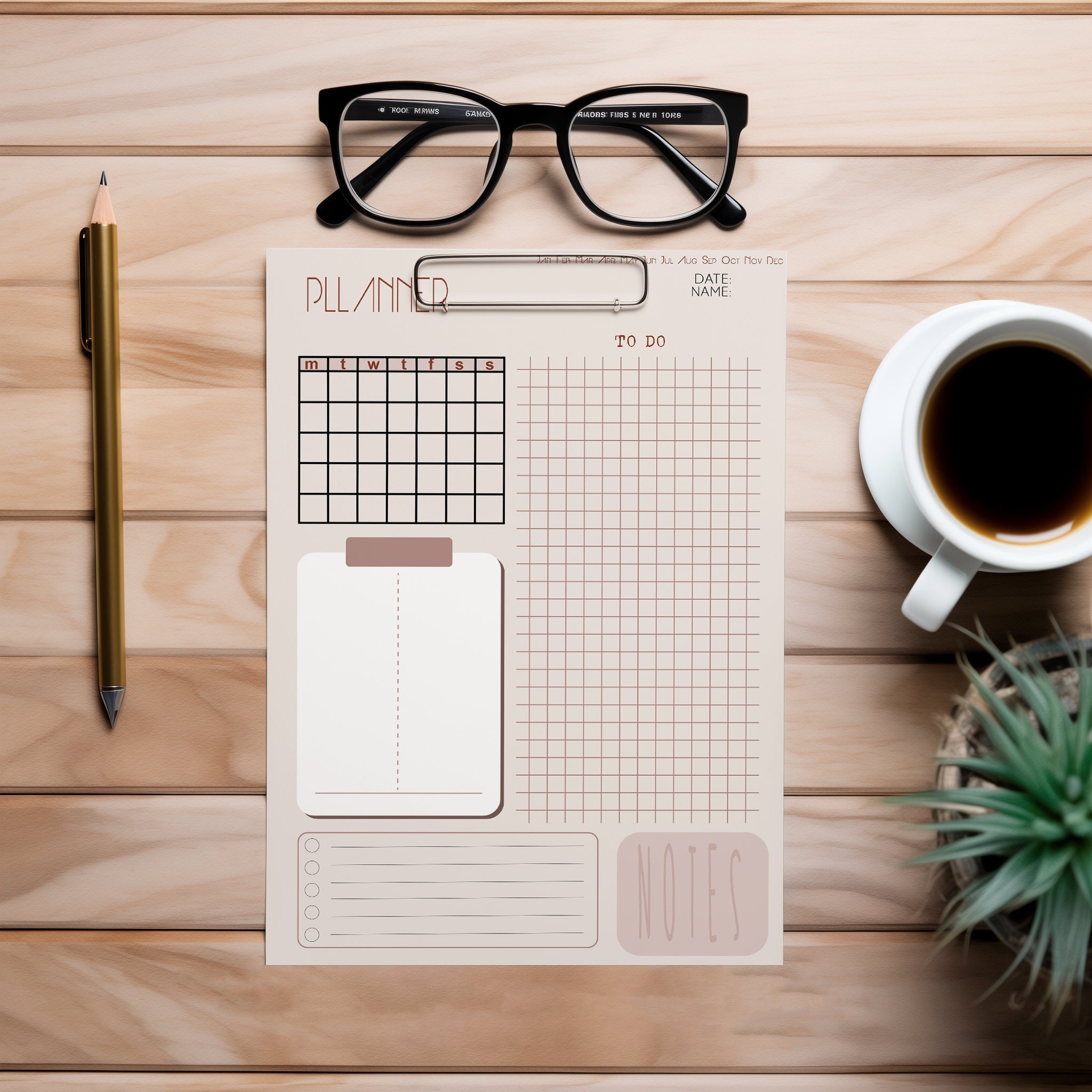 Basic Planner Printable Daily Weekly Month To-do List Planner Work ...