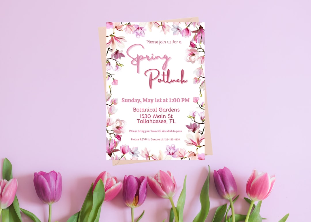 Spring Fling and Tasty Things, Spring Potluck Digital Invitation ...