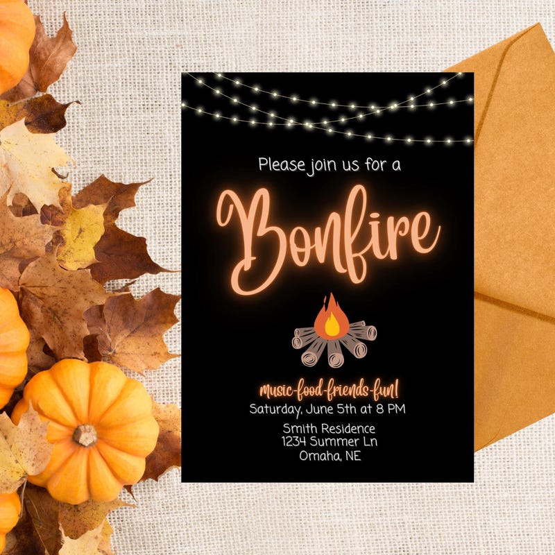 Bonfire Invitation - Etsy