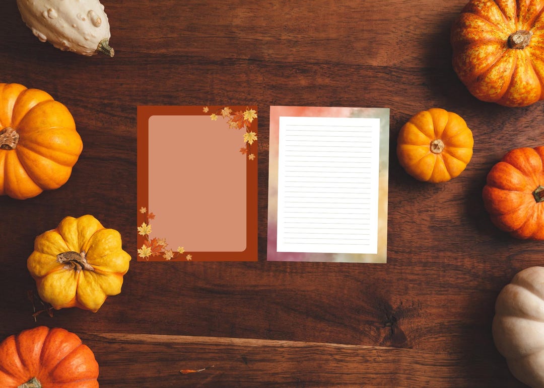 Printable Fall Stationary Set-autumn Letterhead Paper With Leaves ...