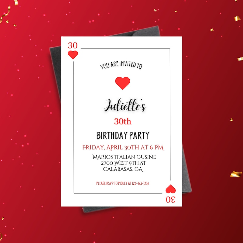 Playing Card Invite - Etsy